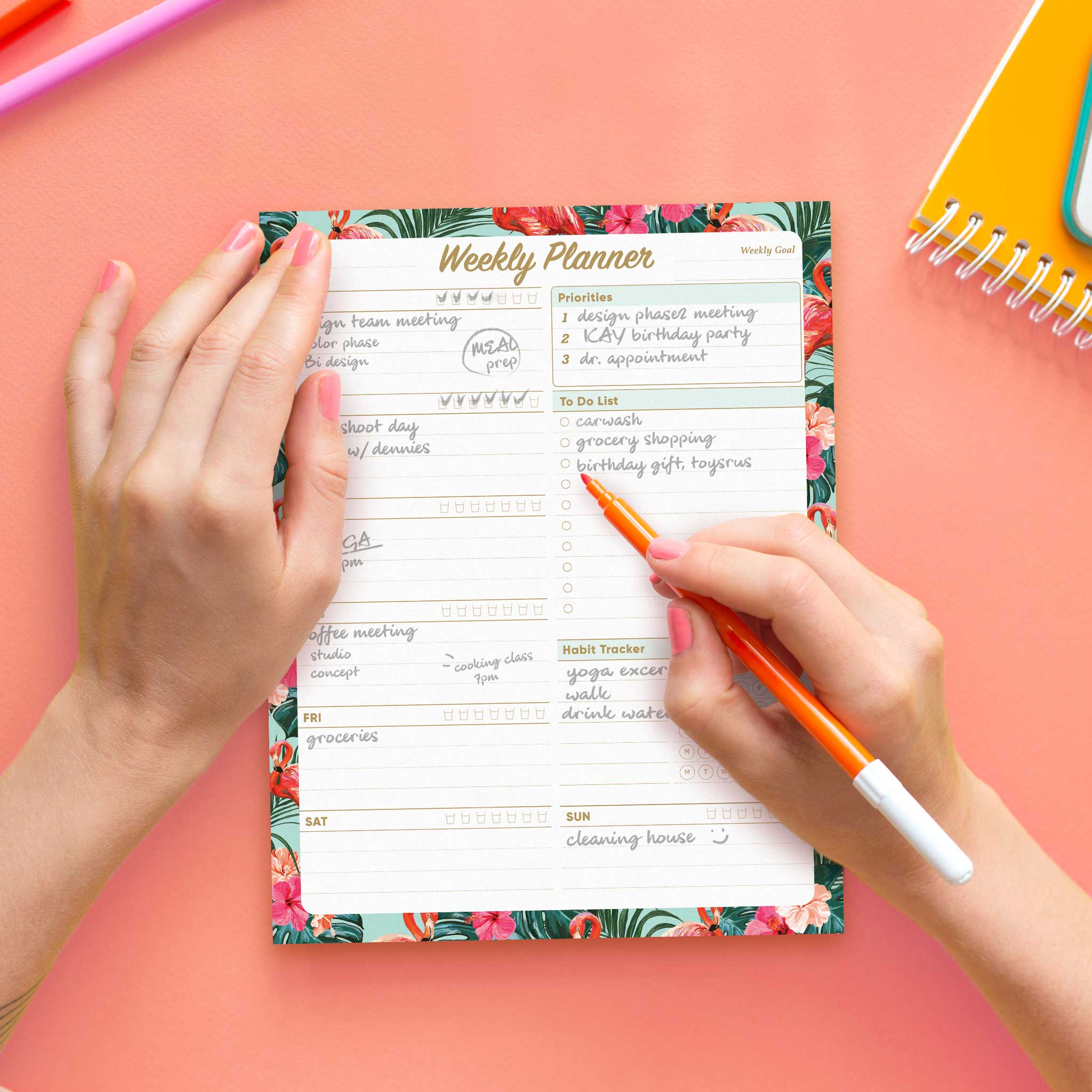 Flamingo Weekly Planner Premium Task Organizer Pad